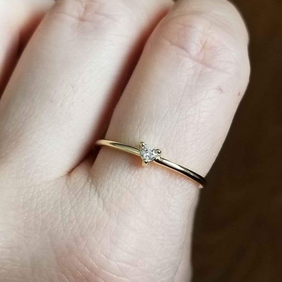 Jewelry | New 18k Gold Plated Mini Small Heart Shaped Diamond Ring For ...